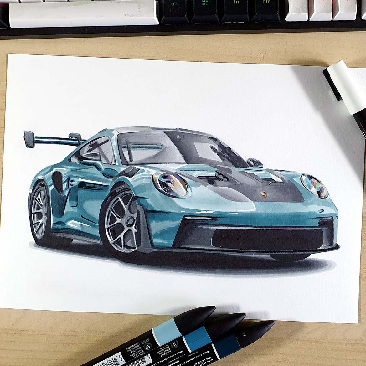 porsche drawing