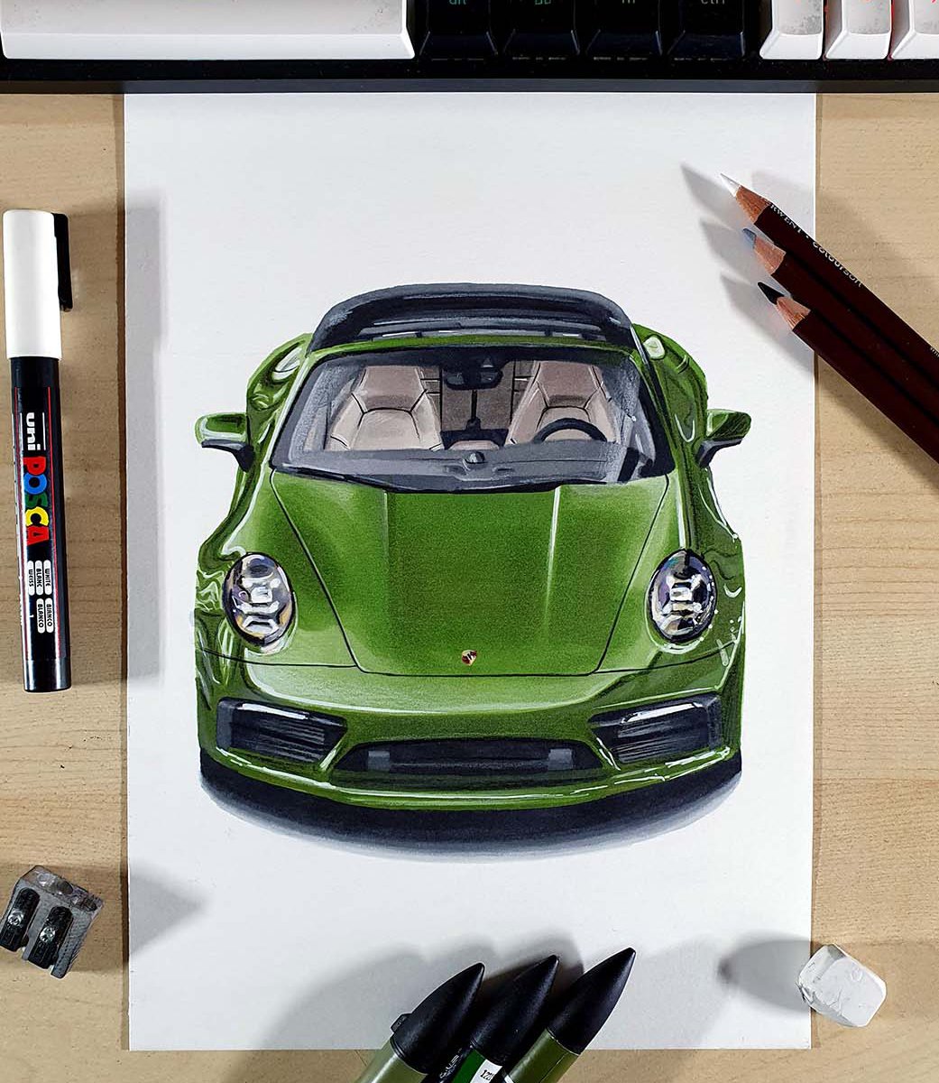 porsche drawing tutorial