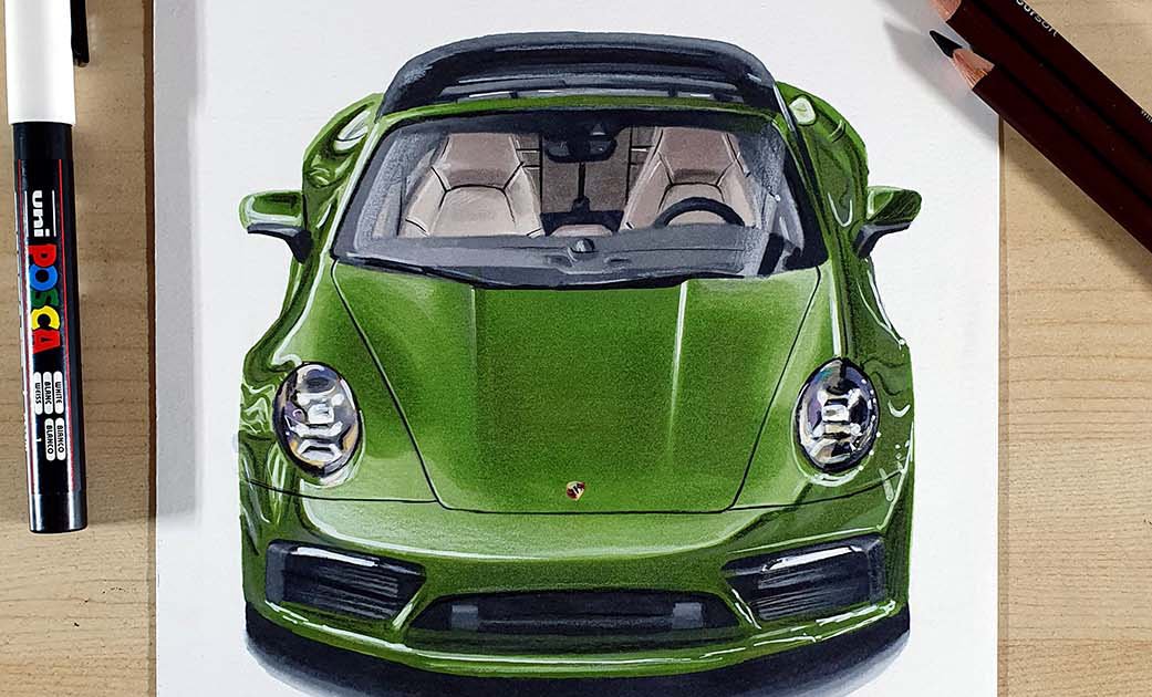 how to draw a green car