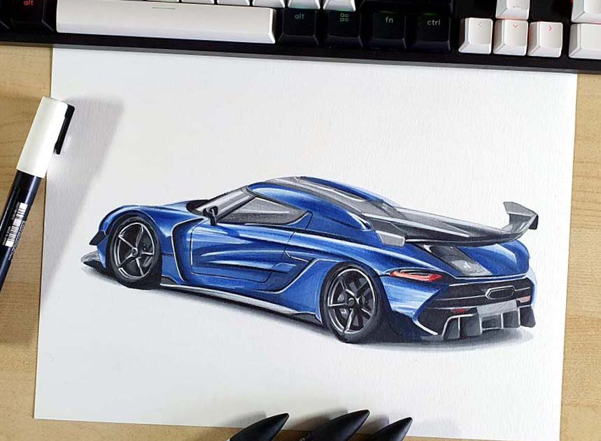 Koenigsegg Jesko Attack Drawing Tutorial | Easy AND Realistic Step-by ...
