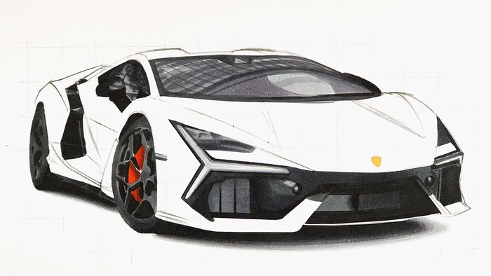 How to Draw a Lamborghini Revuelto in 15 Simple Steps