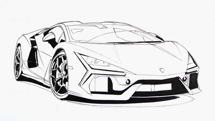 How to Draw a Lamborghini Revuelto in 15 Simple Steps