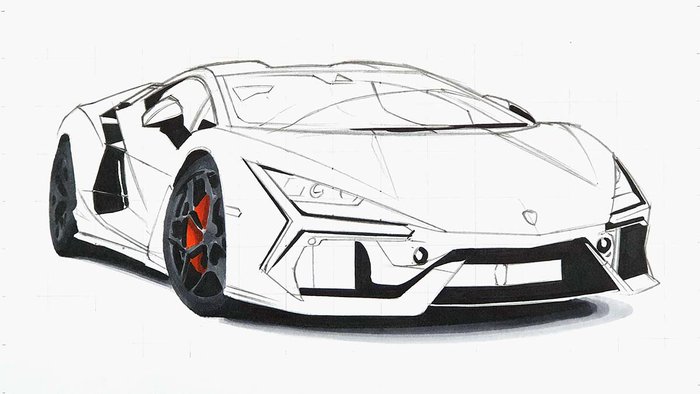 How to Draw a Lamborghini Revuelto in 15 Simple Steps