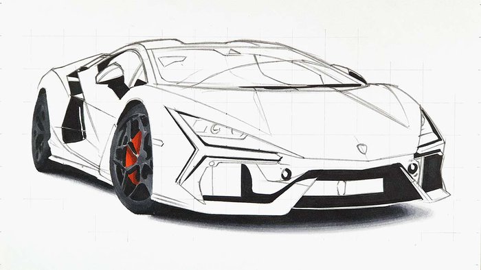 How to Draw a Lamborghini Revuelto in 15 Simple Steps