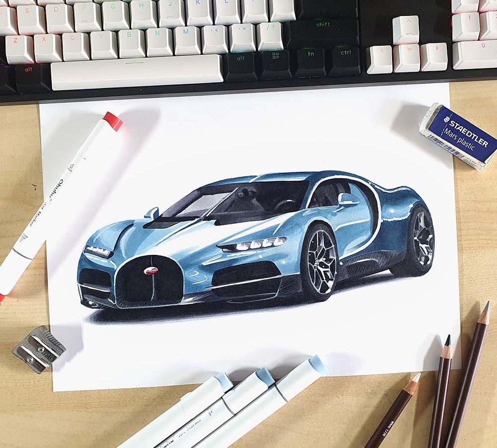 bugatti car drawing