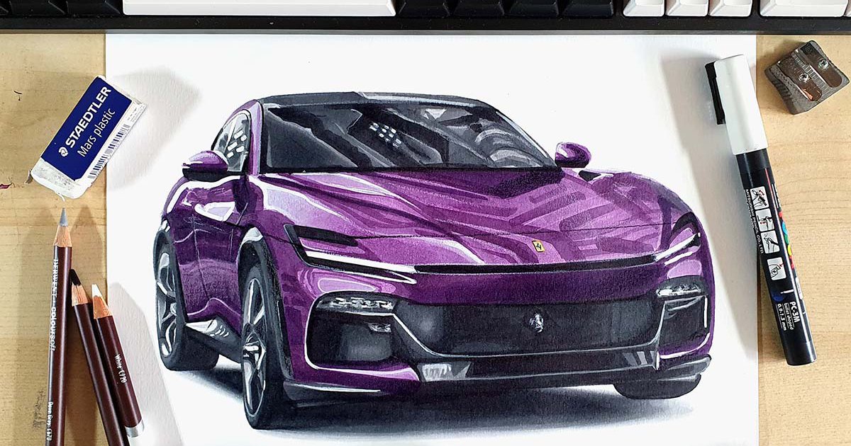 how to draw the ferrari horse