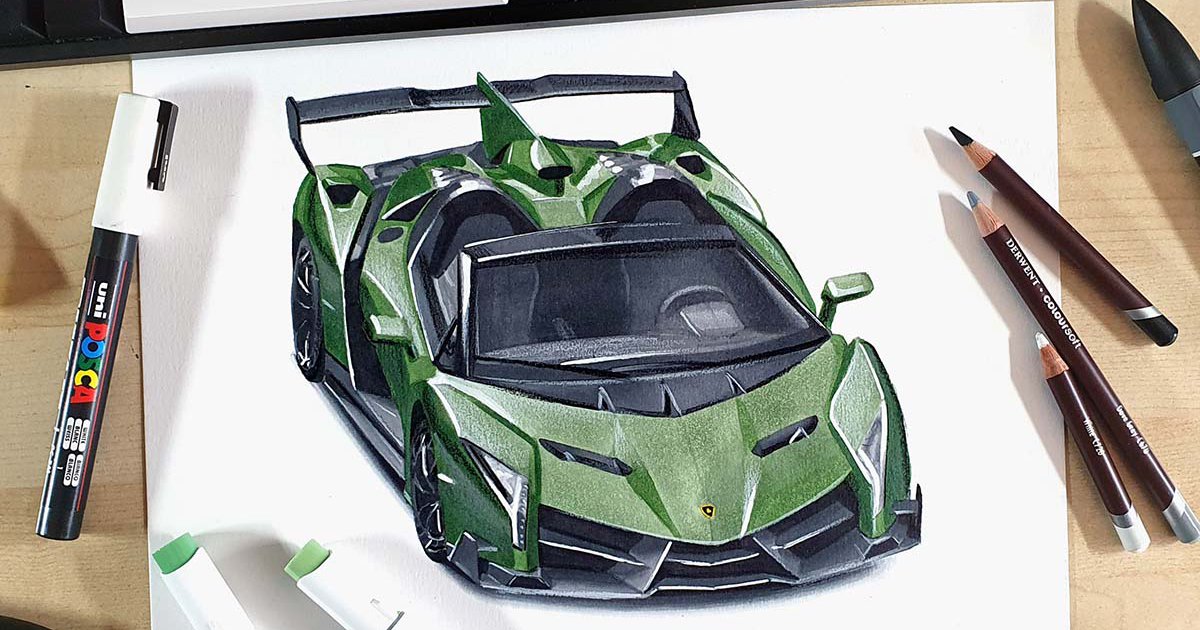 how to draw the lamborghini car