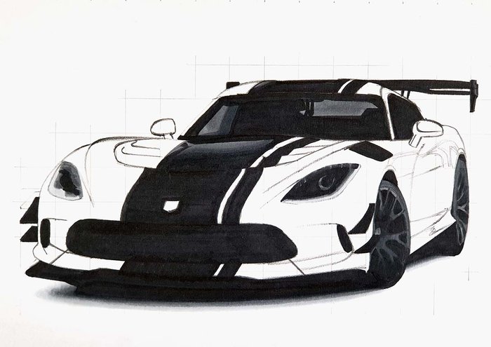 How to Draw a Dodge Viper ACR - Simple & Exact Step-by-Step Tutorial