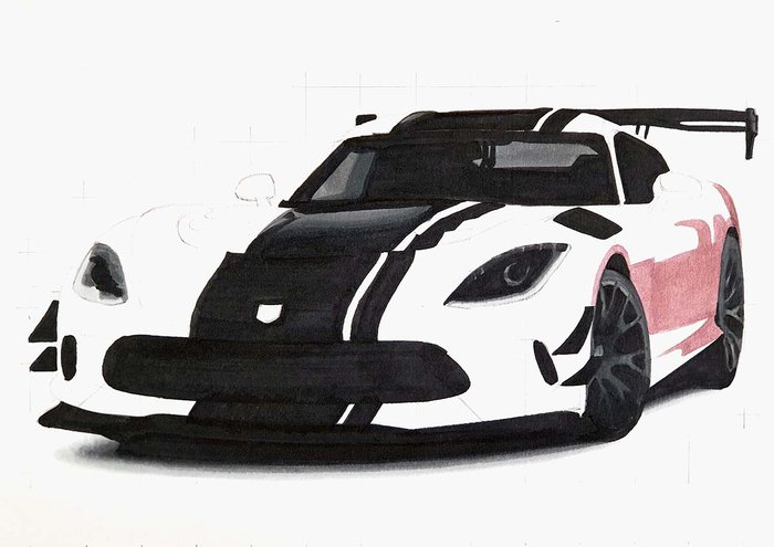 How to Draw a Dodge Viper ACR - Simple & Exact Step-by-Step Tutorial