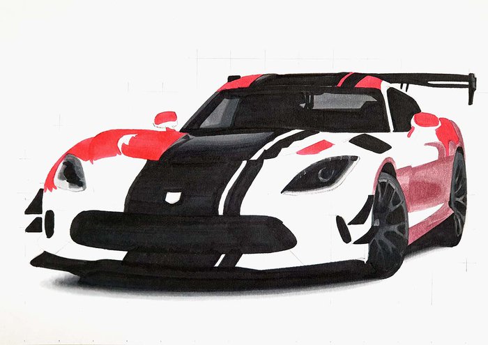 How to Draw a Dodge Viper ACR - Simple & Exact Step-by-Step Tutorial