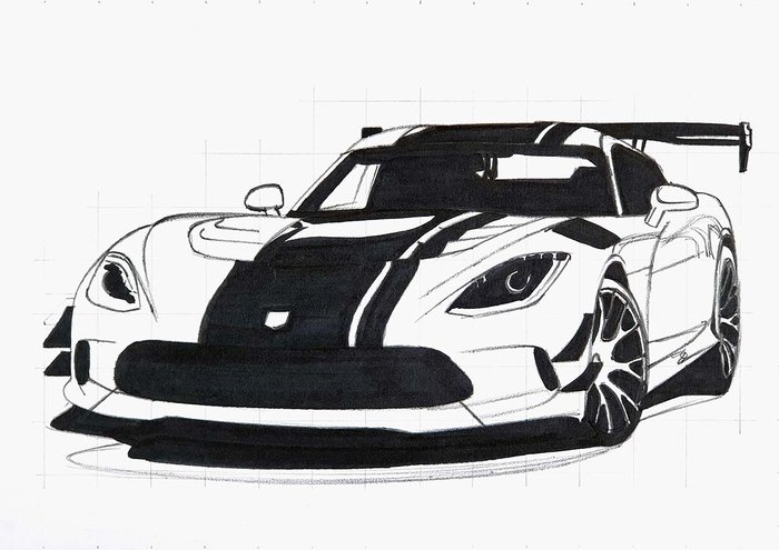 How to Draw a Dodge Viper ACR - Simple & Exact Step-by-Step Tutorial