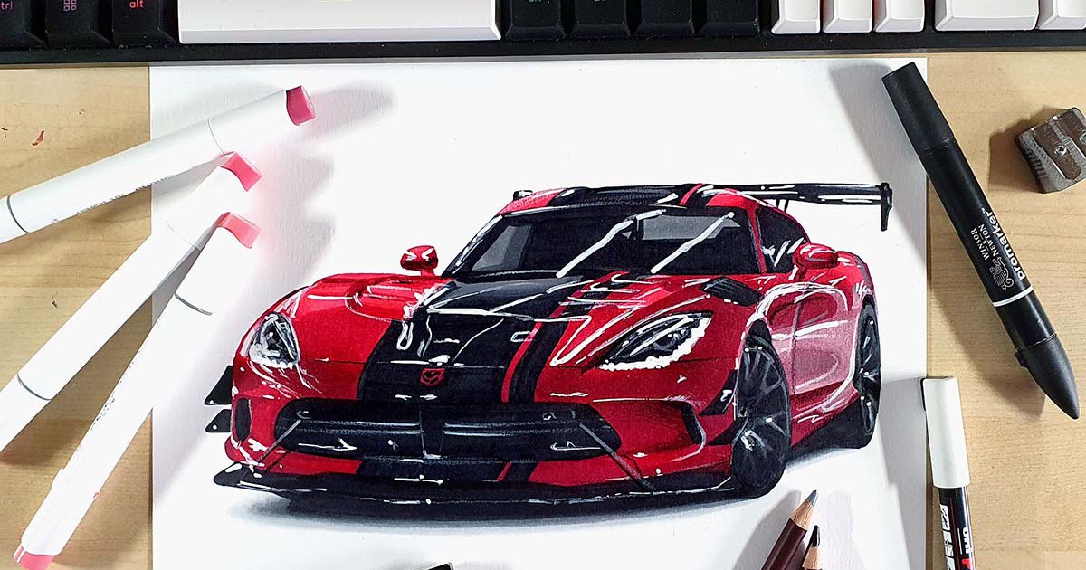 how to draw viper car