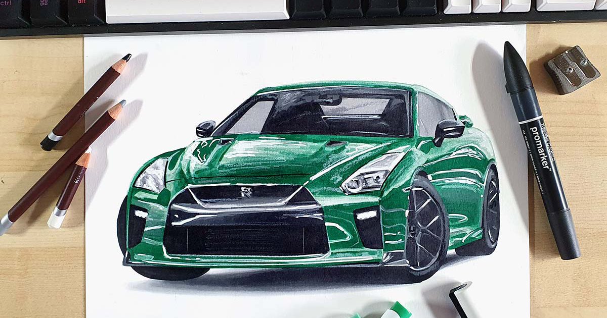 How to Draw a Nissan GTR R35 - Easy-to-Follow Tutorial