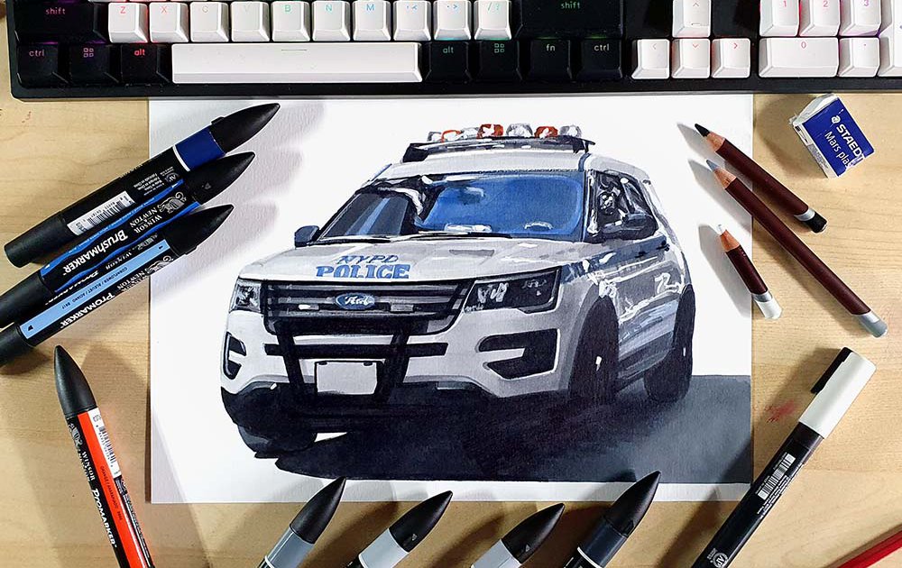 How to Draw a Police Car - Easy-to-Follow Police Car Drawing Tutorial