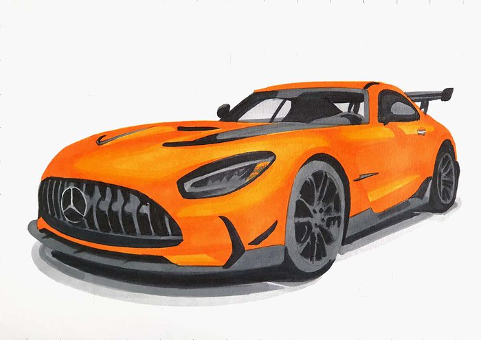 How to Draw a Mercedes AMG GT Black Series - Mercedes Benz AMG GT ...