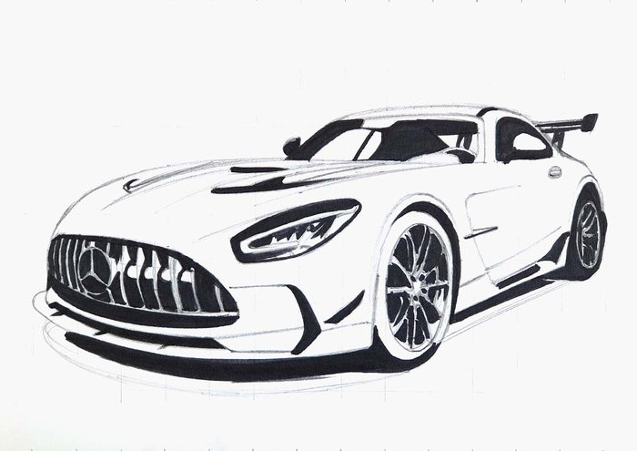How to Draw a Mercedes AMG GT Black Series - Mercedes Benz AMG GT ...