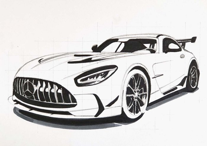 How to Draw a Mercedes AMG GT Black Series - Mercedes Benz AMG GT ...