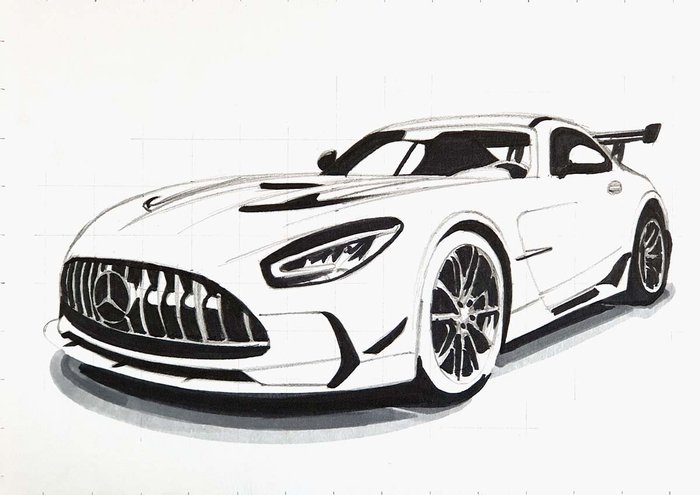 How to Draw a Mercedes AMG GT Black Series - Mercedes Benz AMG GT ...