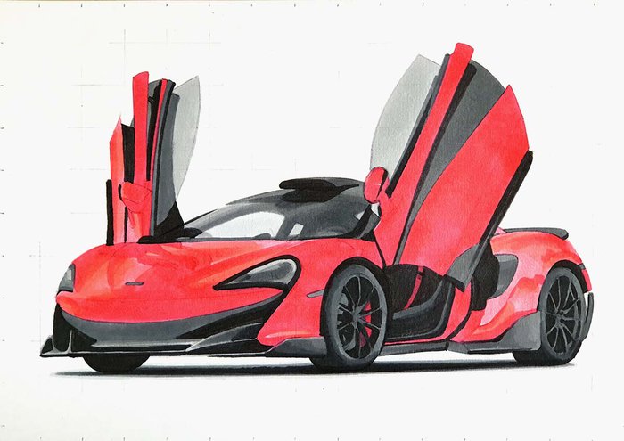 How to Draw a Supercar Step-by-Step - McLaren 600LT Drawing Tutorial