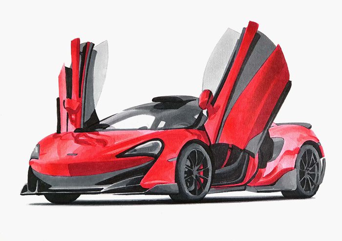 How to Draw a Supercar Step-by-Step - McLaren 600LT Drawing Tutorial