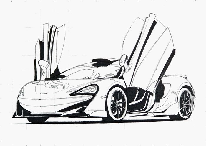 How to Draw a Supercar Step-by-Step - McLaren 600LT Drawing Tutorial