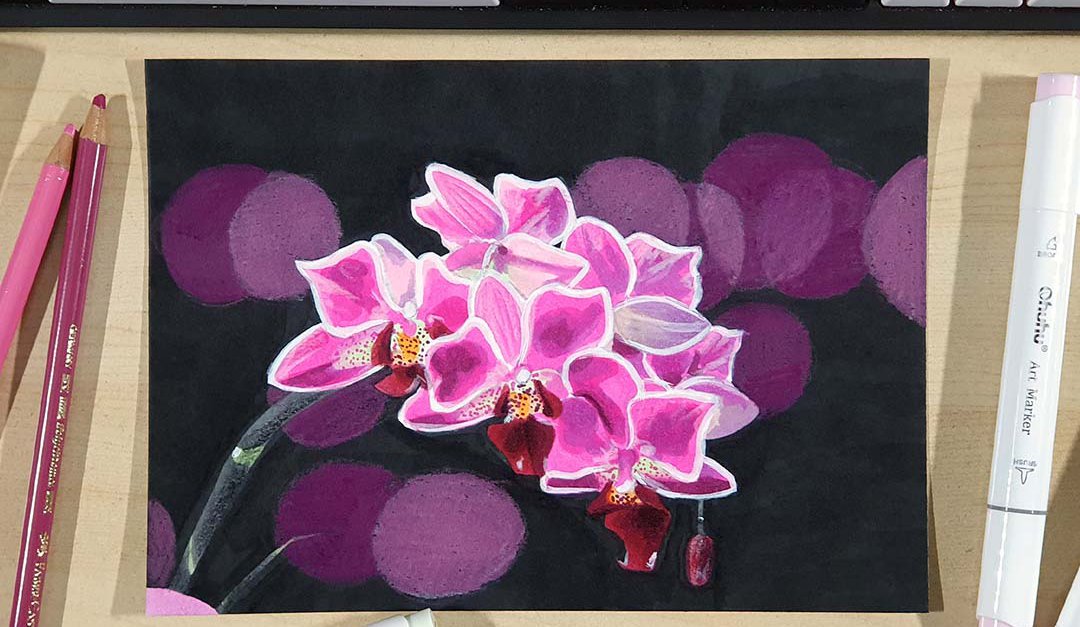 how to draw orchids