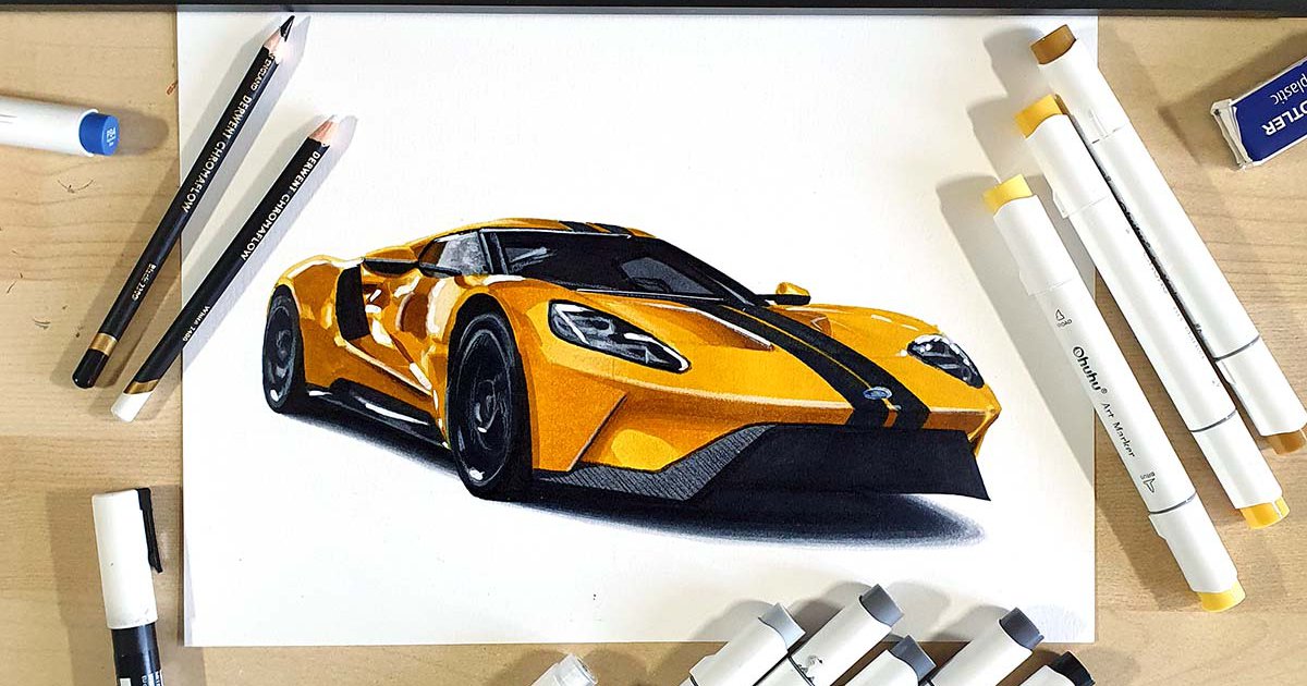 How To Draw A Ford GT - Detailed Step-By-Step Guide