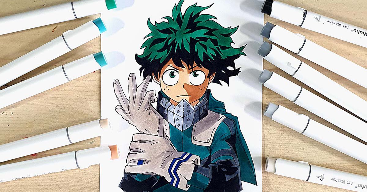 How To Draw Deku (Izuku Midoriya From My Hero Academia) - Step-By-Step ...
