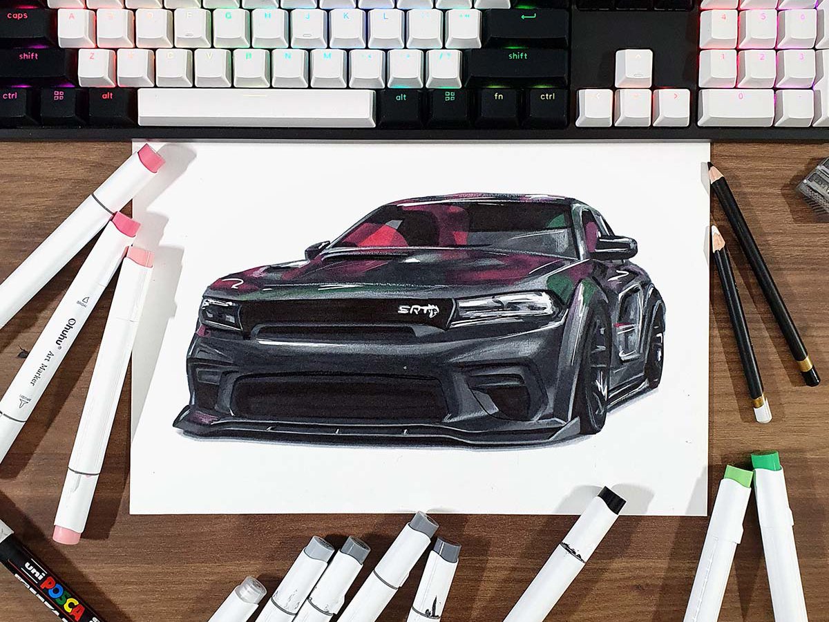 srt hellcat logo drawing easy