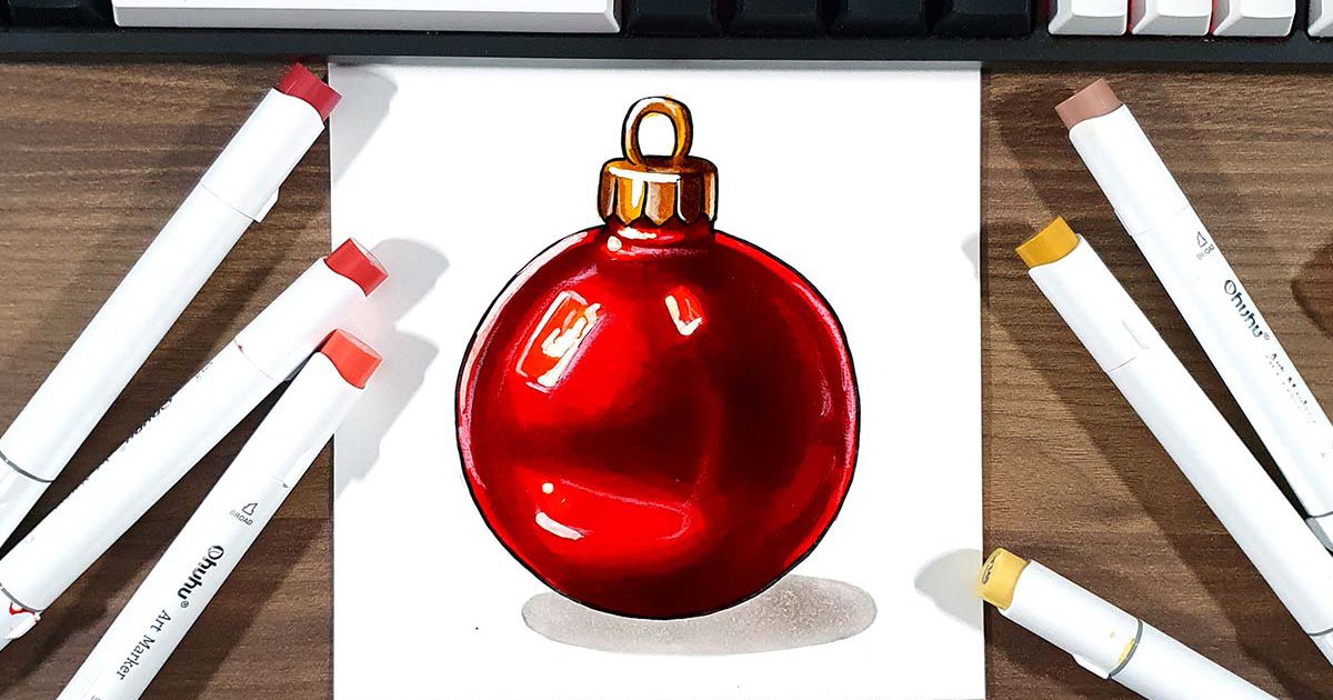 How To Draw A Christmas Ornament - Step-By-Step Tutorial