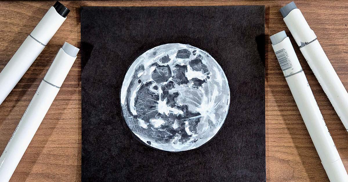 how to draw moon tutorial