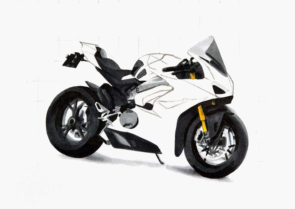 How to Draw a Motorcycle - Ducati Panigale V4S Step by Step Guide