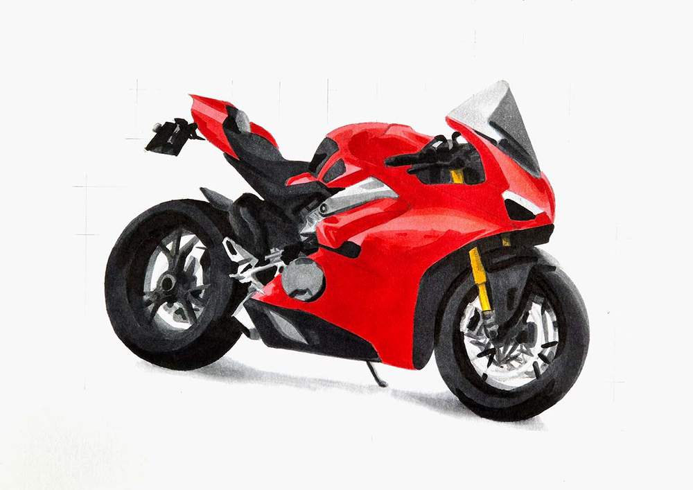 How to Draw a Motorcycle - Ducati Panigale V4S Step by Step Guide