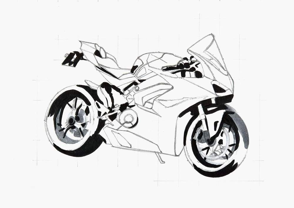 motorcycle drawing front