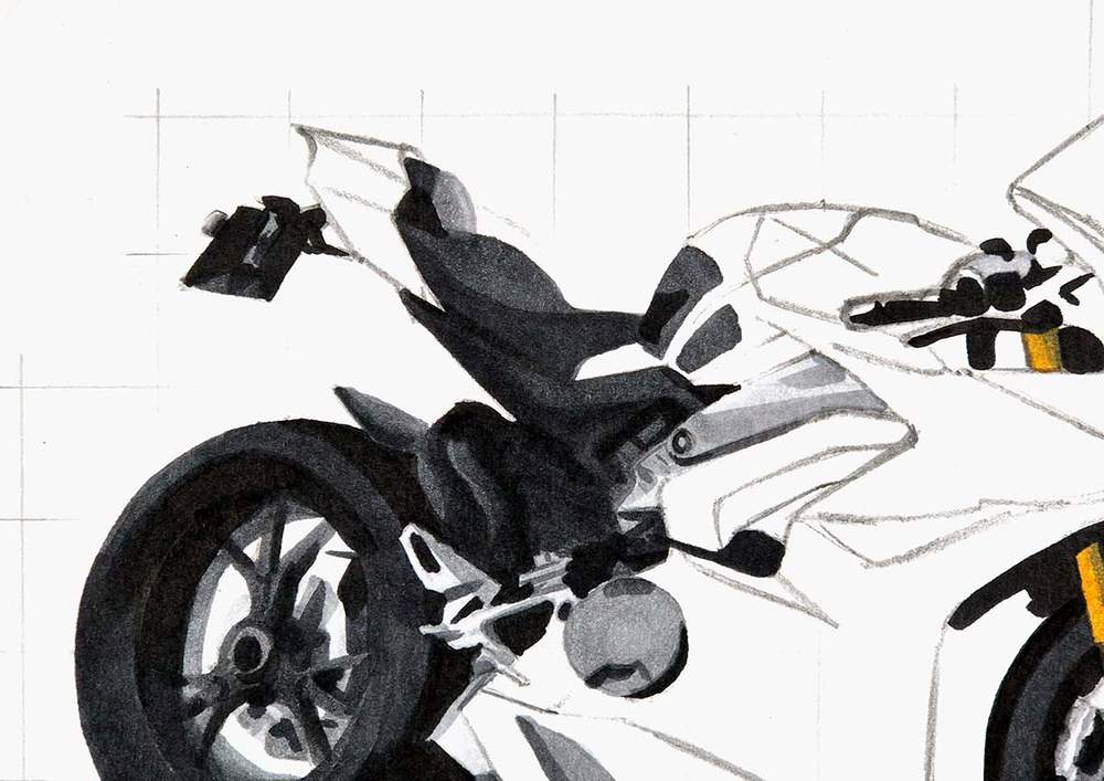 How to Draw a Motorcycle - Ducati Panigale V4S Step by Step Guide