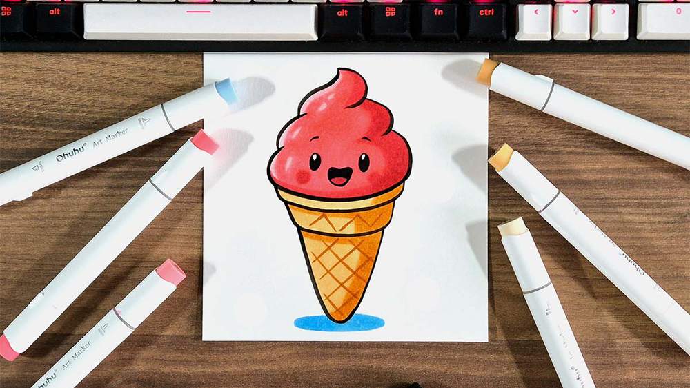 How to Draw a Cute Ice Cream Cone - Super Simple & Fun Step by Step Guide