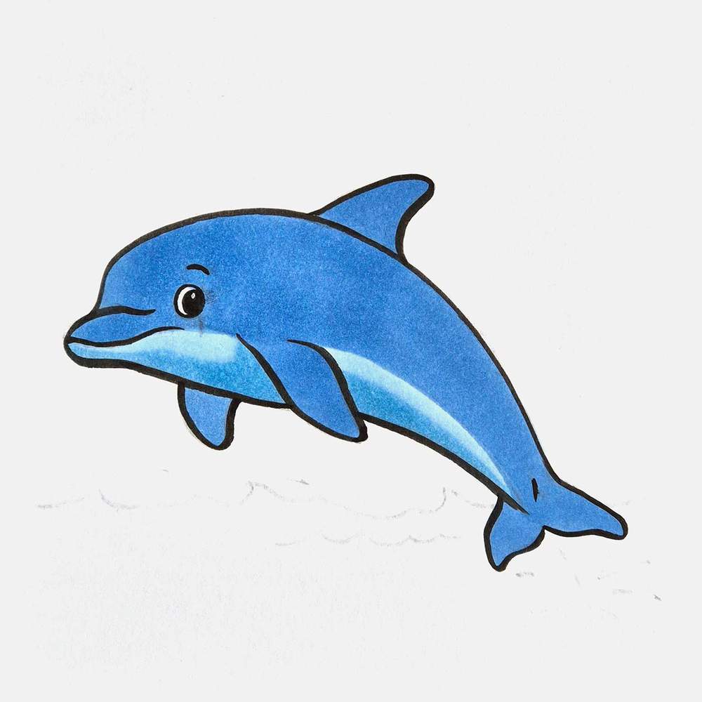 How to Draw a Dolphin Swimming in the Ocean Step by Step