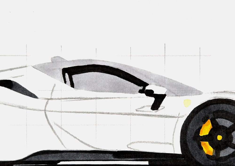 How to Draw a Ferrari SF90 Side View - Realistic Step by Step Guide