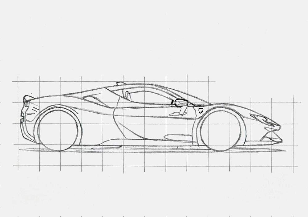 How to Draw a Ferrari SF90 Side View - Realistic Step by Step Guide