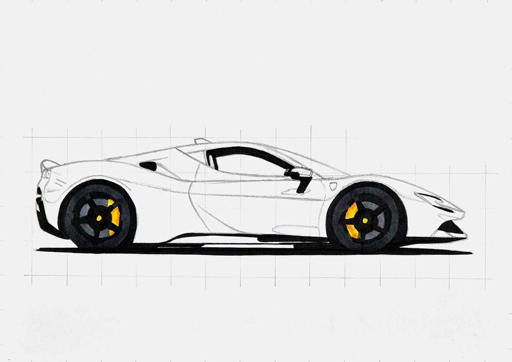 laferrari drawing side view