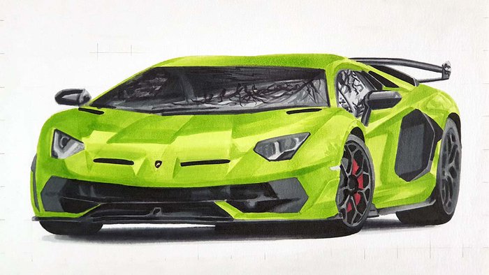 How to Draw a Lamborghini Aventador SVJ - Easy Step-by-Step Tutorial