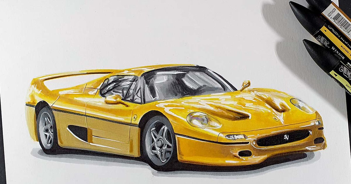 How to Draw a Ferrari F50 - Easy Step-by-Step Tutorial