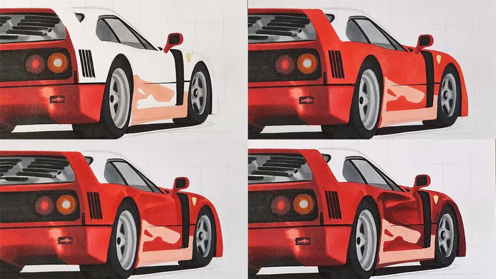 How to Draw a Ferrari F40 | Easy and Realistic Step-by-Step Tutorial