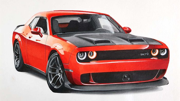 How to Draw a Dodge Challenger SRT Hellcat | Easy Step-by-Step Tutorial