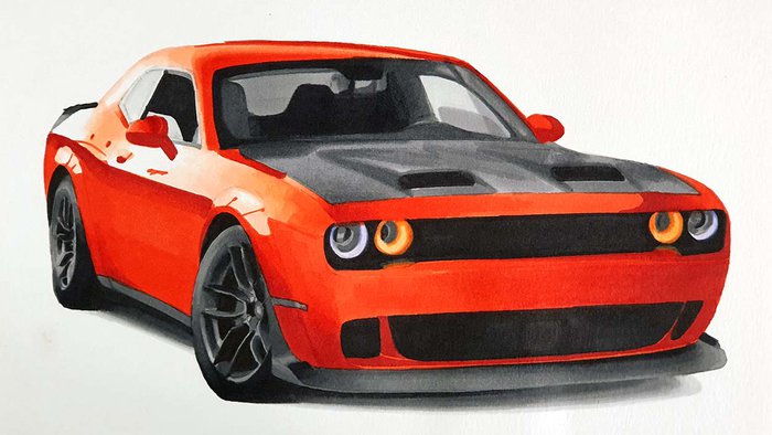 How to Draw a Dodge Challenger SRT Hellcat | Easy Step-by-Step Tutorial