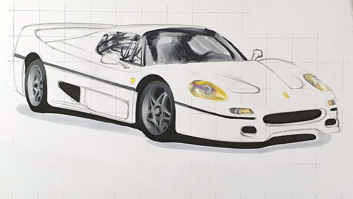 How to Draw a Ferrari F50 - Easy Step-by-Step Tutorial