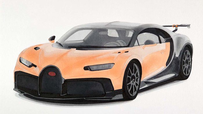 How to Draw a Simple Bugatti | Bugatti Chiron Pur Sport Drawing Tutorial