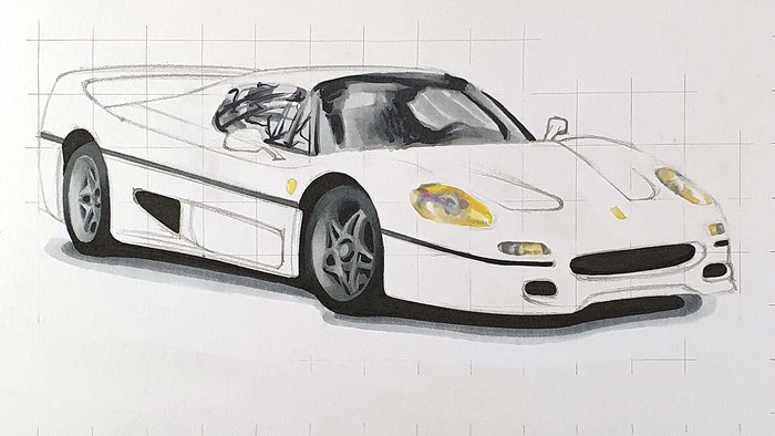 How to Draw a Ferrari F50 - Easy Step-by-Step Tutorial