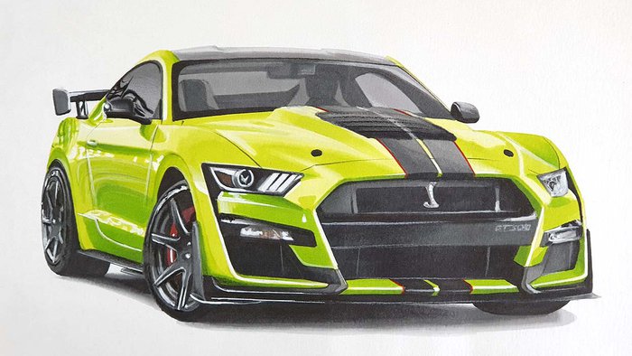 How to Draw Shmee's Ford Mustang Shelby GT500 Step-by-Step