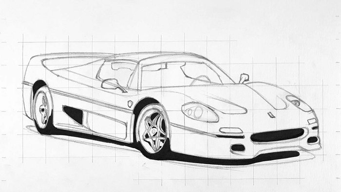 How to Draw a Ferrari F50 - Easy Step-by-Step Tutorial
